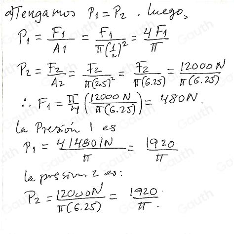 Solved Se Desea Levantar Un Automóvil De Masa M12 Toneladas Con Una Prensa Hidráulica Como