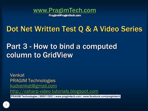 Sql Server Net And C Video Tutorial Part 3 How To Bind A Computed