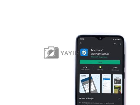 Microsoft Authenticator App Play Store Page On The Display Of A By Wavemovies Vectors