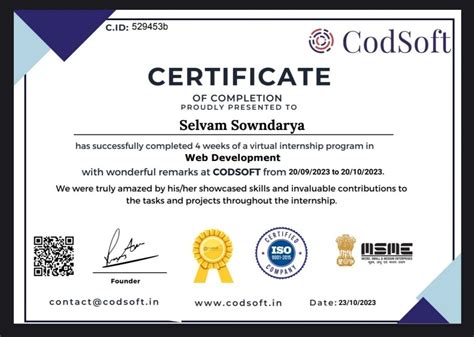 Sowndarya Selvam On Linkedin Codsoft Internshipgratitude