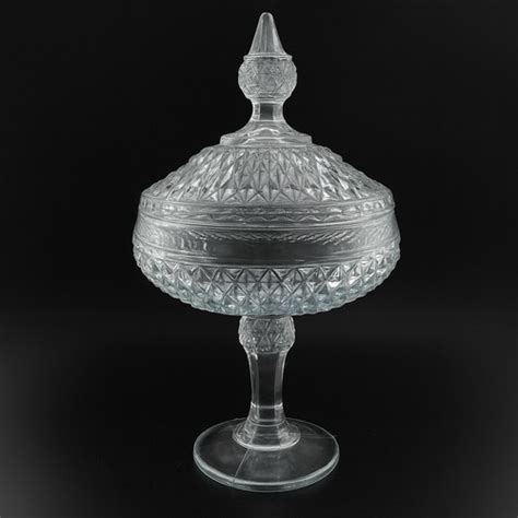 Vintage Indiana Glass Diamond Point Pedestal Candy Dishcompote With
