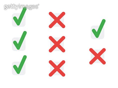 Vector icon set of check marks and x marks 1177005075 게티이미지뱅크