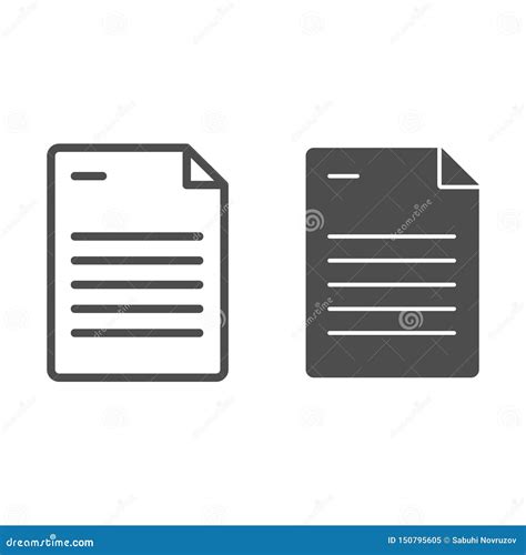 Paper Sheet Line And Glyph Icon Document Vector Illustration Isolated On White Stock Vector