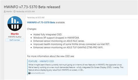 Latest Hwinfo64 Beta Arrives With Osd Drops Windows Xp Support Techpowerup