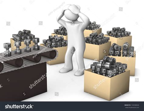 White Cartoon Character Assembly Line White Stock Illustration 134598026