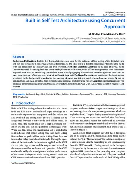 Pdf Built In Self Test Architecture Using Concurrent Approach