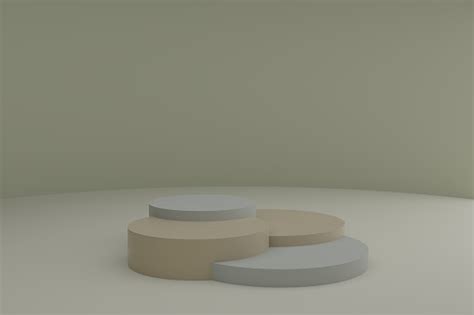 차분한 파스텔 색상의 라운드 포디움과 3d 모델링 장면 간단한 기하학적 요소로 빈 쇼케이스 모형 화장품 프리젠 테이션을위한 빈 3d 받침대 0명에 대한 스톡 사진 및 기타