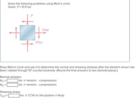 Solved Solve The Following Problems Using Mohrs
