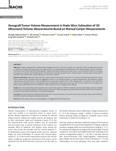 Pdf Xenograft Tumor Volume Measurement In Nude Mice Estimation Of 3d