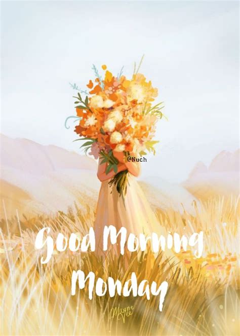 สวัสดีวันจันทร์ ภาษาอังกฤษ ภาพพื้นหลังสีเหลือง มี  รูปสวย โหลดฟรี