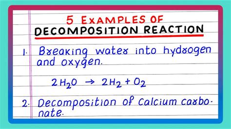 Decomposition Reaction Examples