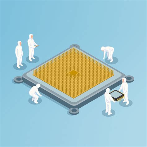 High Tech CPU Chip Integrated Circuit Vector Illustration