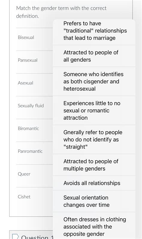 Solved Match The Gender Term With The Correct Chegg Com