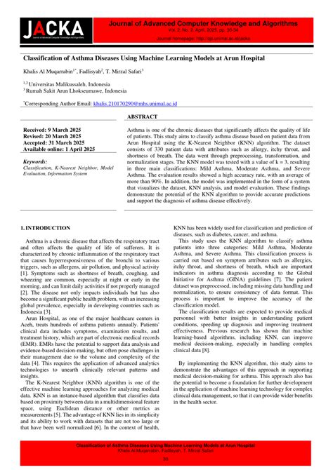 Pdf Classification Of Asthma Diseases Using Machine Learning Models