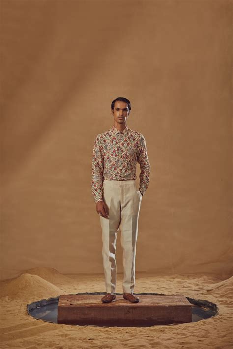 Buy Mens Printed Ivory Shirt Set Drishti And Zahabia