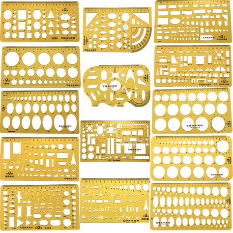 Lizipai 14 Pieces Geometric Drawings Template Plasti Template