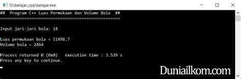 Latihan Kode Program C Menghitung Luas Permukaan Dan Volume Bola Duniailkom