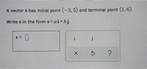 Solved A Vector S Has Initial Point 3 5 And Terminal