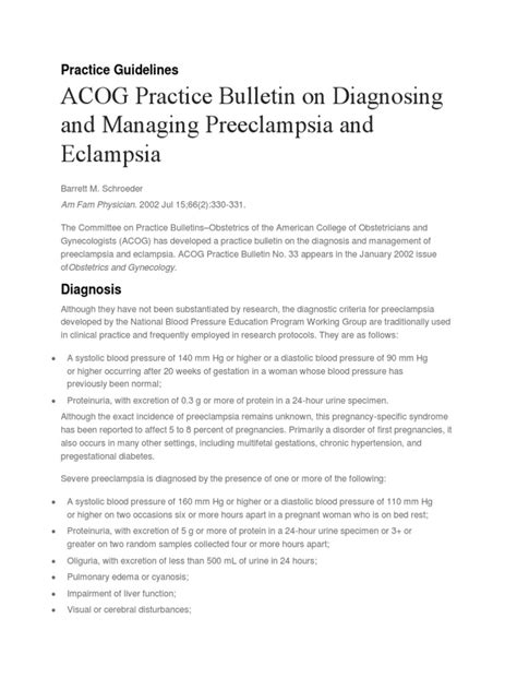 Guidelines For Diagnosing And Managing Preeclampsia And Eclampsia