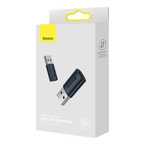 Baseus Ingenuity Series Mini Otg Adaptor Usb To Type C Black Abstore