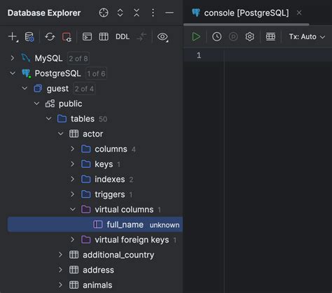 Virtual Columns Datagrip Documentation