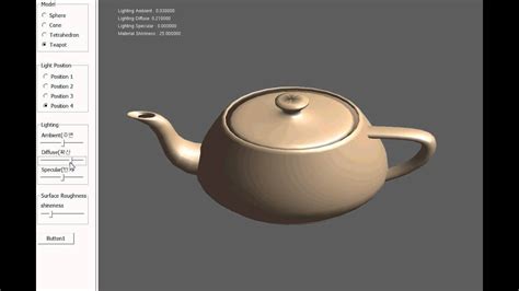 OpenGL Test Lighting Position Ambient Diffuse Specular Shineness
