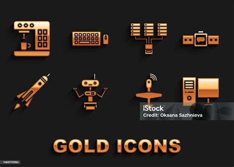 로봇 스마트 워치 컴퓨터 모니터 Uav 무인 항공기 로켓 우주선 서버 데이터 웹 호스팅 커피 머신 및 키보드 및 마우스 아이콘을