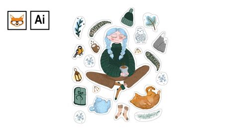 Как сделать макет наклеек из растровой иллюстрации Youtube