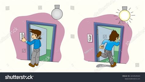 Turn Off Light Before Leaving Eco Stock Vector Royalty Free Shutterstock