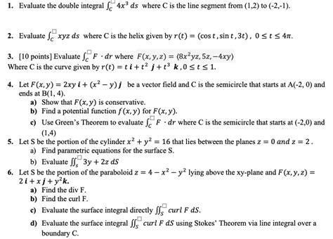 solved 4x3 ds where c is the line segment from 1 2 to