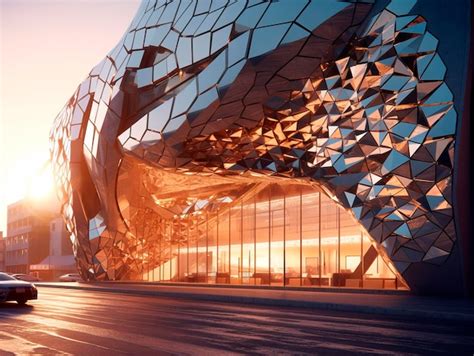 Premium Ai Image Futuristic Concrete Architecture Design Building Exterior With Parametric