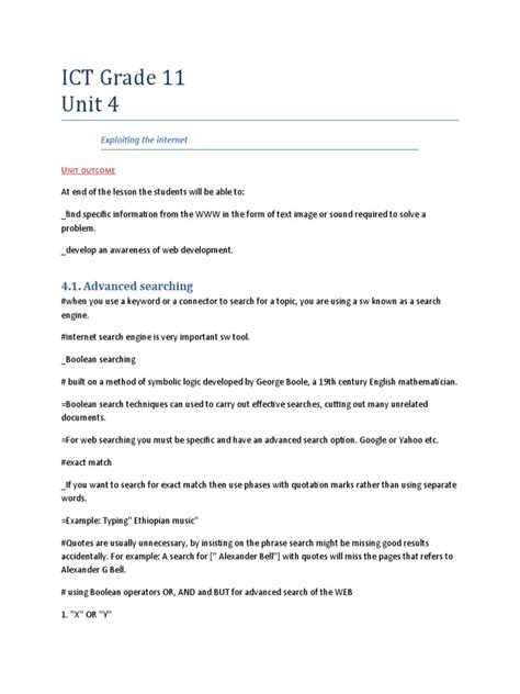 Ict Grade 11 Unit 4 4 1 Advanced Searching Download Free Pdf Wiki