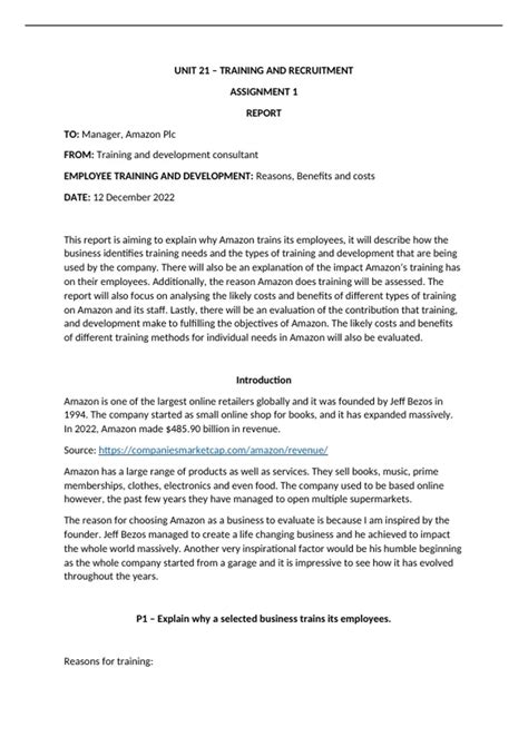 Unit 21 Assignment 1 Distinction Unit 21 Training And Development Stuvia Uk