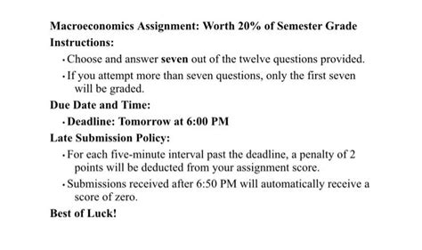 Macroeconomics Assignment Worth 20 Of Semester