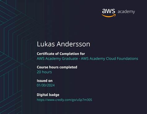 Lukas Andersson On Linkedin Aws Awsacademy Cloudfoundations Certification Cloudcomputing
