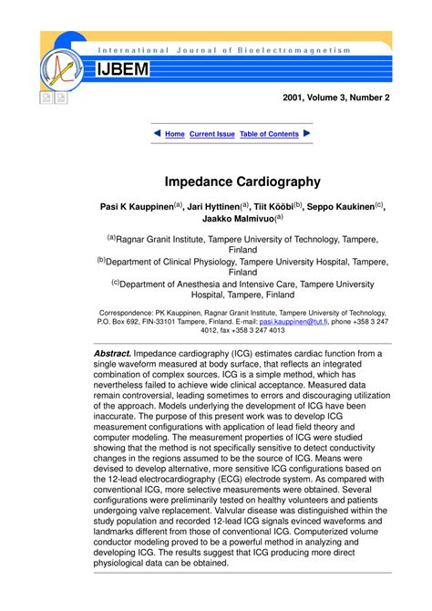 Pdf Impedance Cardiography