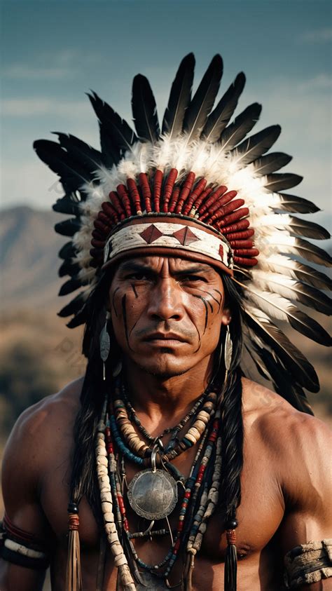 Apache Warrior Chief In Traditional Clothing Photo  Free Download