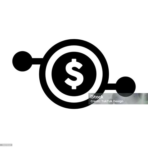 디지털 달러 동전 아이콘 벡터 통화 기호 자산 및 지갑에 대한 디지털 거래용 플랫 컬러 글리프 픽토그램 Xrp에 대한 스톡 벡터