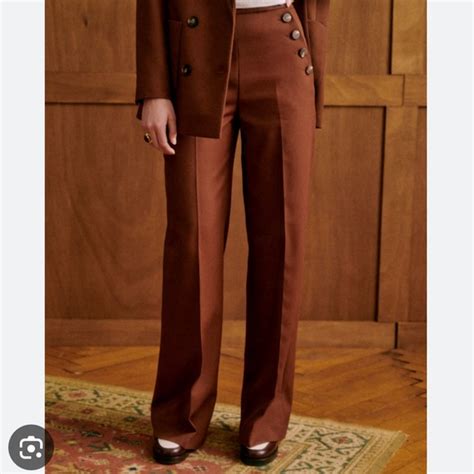 Sezane Pants And Jumpsuits Nwt Sezane Marino Trousers In Choco Poshmark