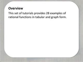 Tutorials Rational Functions In Tabular And Graph Form PPT