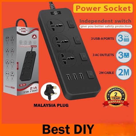 Universal Power Socket Extension With USB Ports Power Strip Surge Protector Adapter Socket