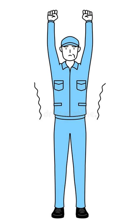 Senior Man In Hat And Work Clothes Stretching And Standing Tall Stock Vector Illustration Of