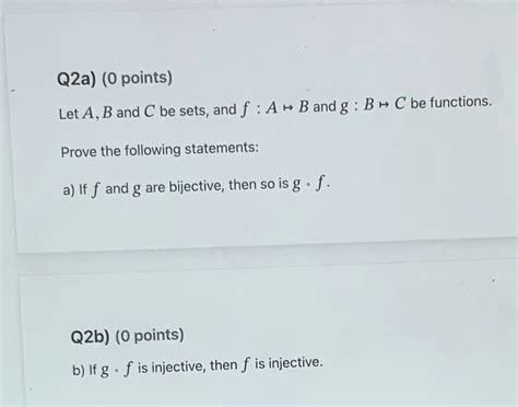Solved Q2a 0 ﻿pointslet Ab ﻿and C ﻿be Sets And Fa→b