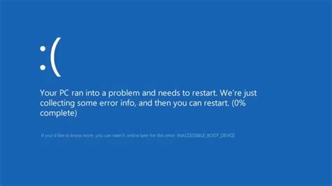 Inaccessible Boot Device на Windows 10 методы решения