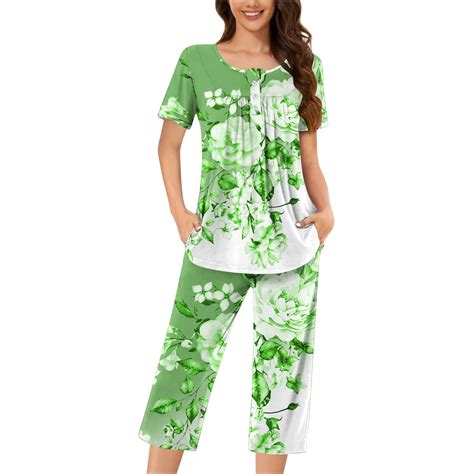 Warm Womens Pajamas On Clearance Womens Short Sleeve Pajama Set 2