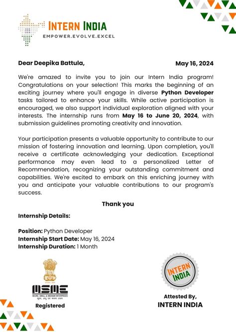 Deepika Battula On Linkedin Python Internshipinternindia Internindia
