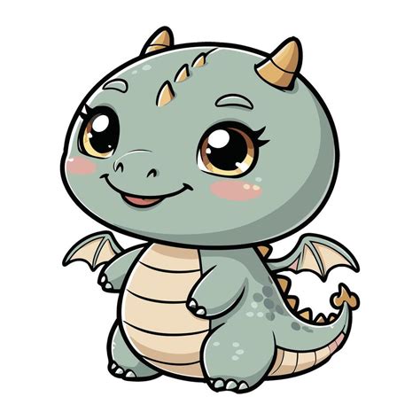 Chibi Dragon Sitting And Smiling Brightly 50573430 Vector Art At Vecteezy