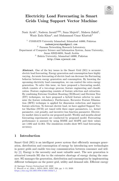 pdf electricity load forecasting in smart grids using support vector