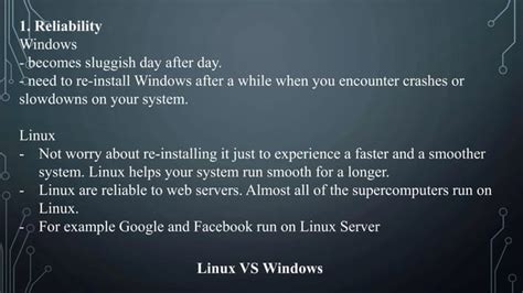 Linux Server Vs Windows Server Pptx Operating Systems Computer