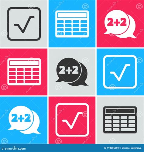 Set Square Root Calculator And Equation Solution Icon Vector Stock Vector Illustration Of